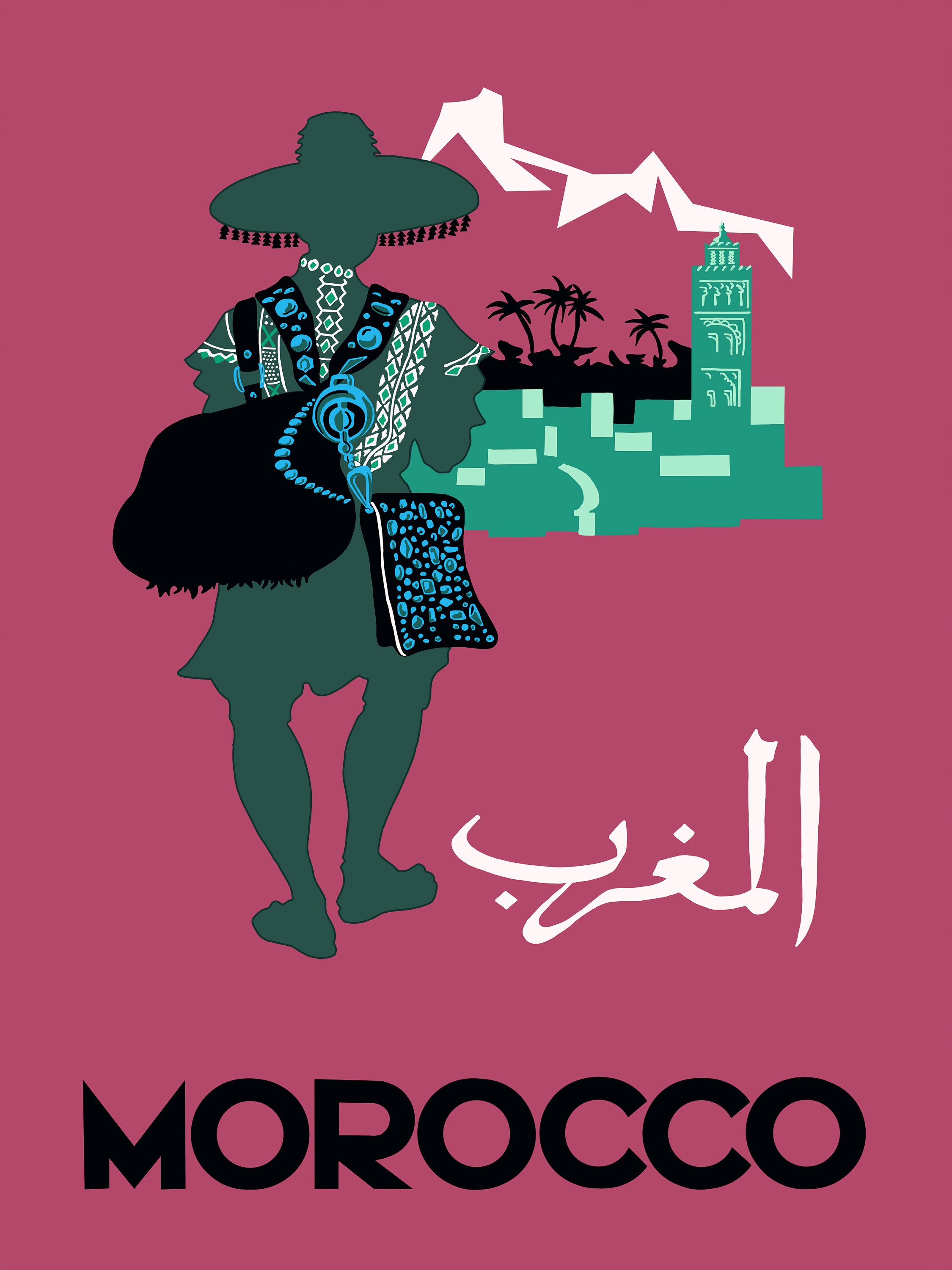 Morocco Travel Poster With a Very Mid Century Style Simple - Etsy