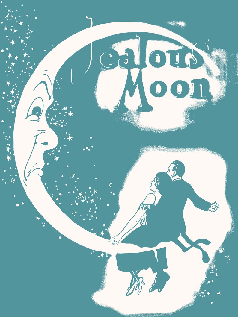 A Jealous Moon - Poster Image Derived From a 1920s Sheet Music Cover ...