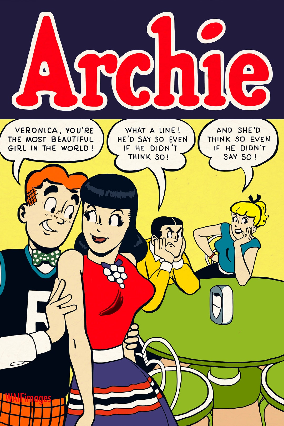 Archie and Veronica - Derived From a 1959 Archie Comic Cover, Colourful ...