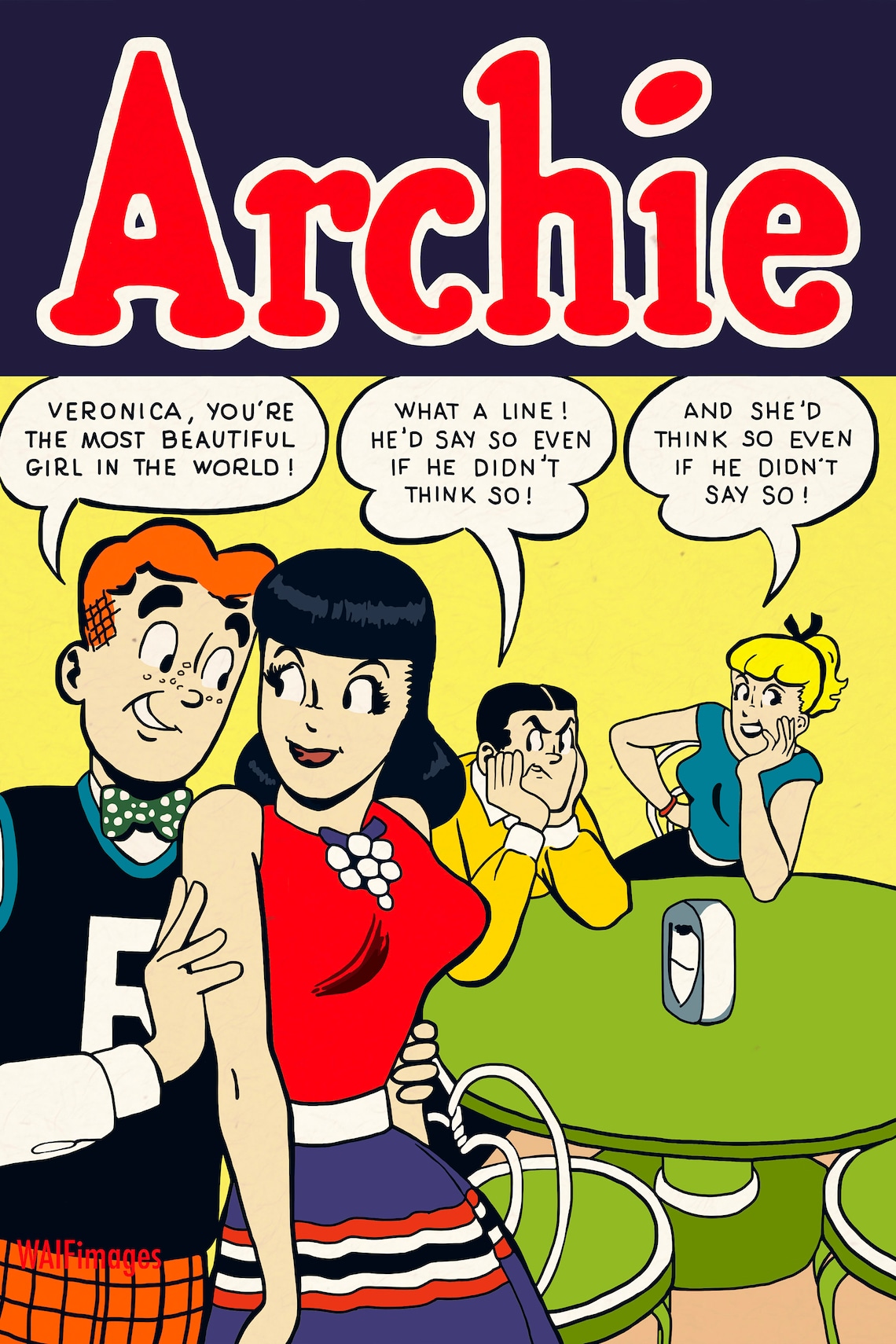 Archie and Veronica - Derived From a 1959 Archie Comic Cover, Colourful ...