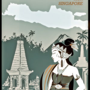 Visit Java Vintage Travel Poster From the 1930s - an Evocative Image ...