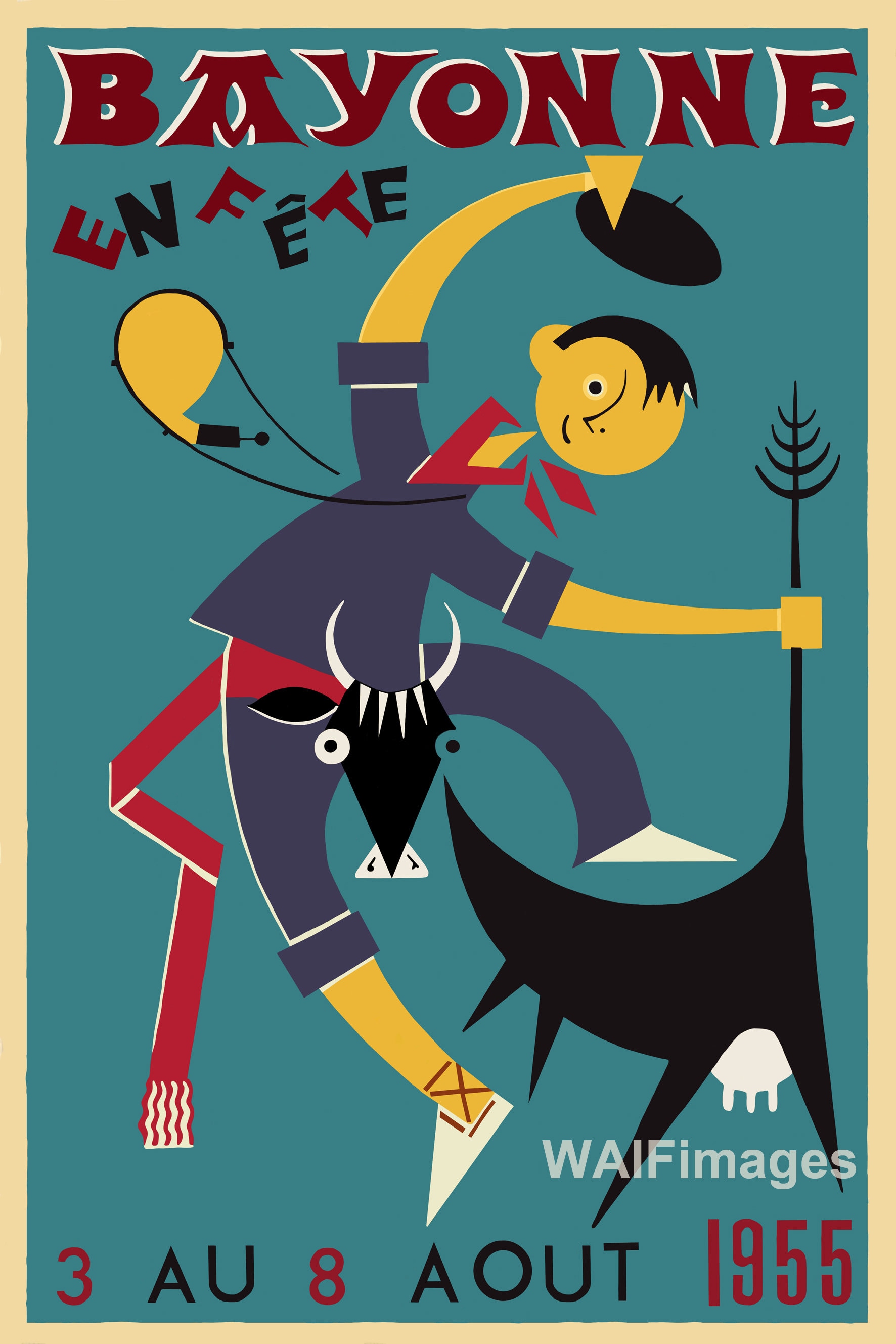 Vintage Festival Poster pour Bayonne vers 1955 - capture à la fois l ...