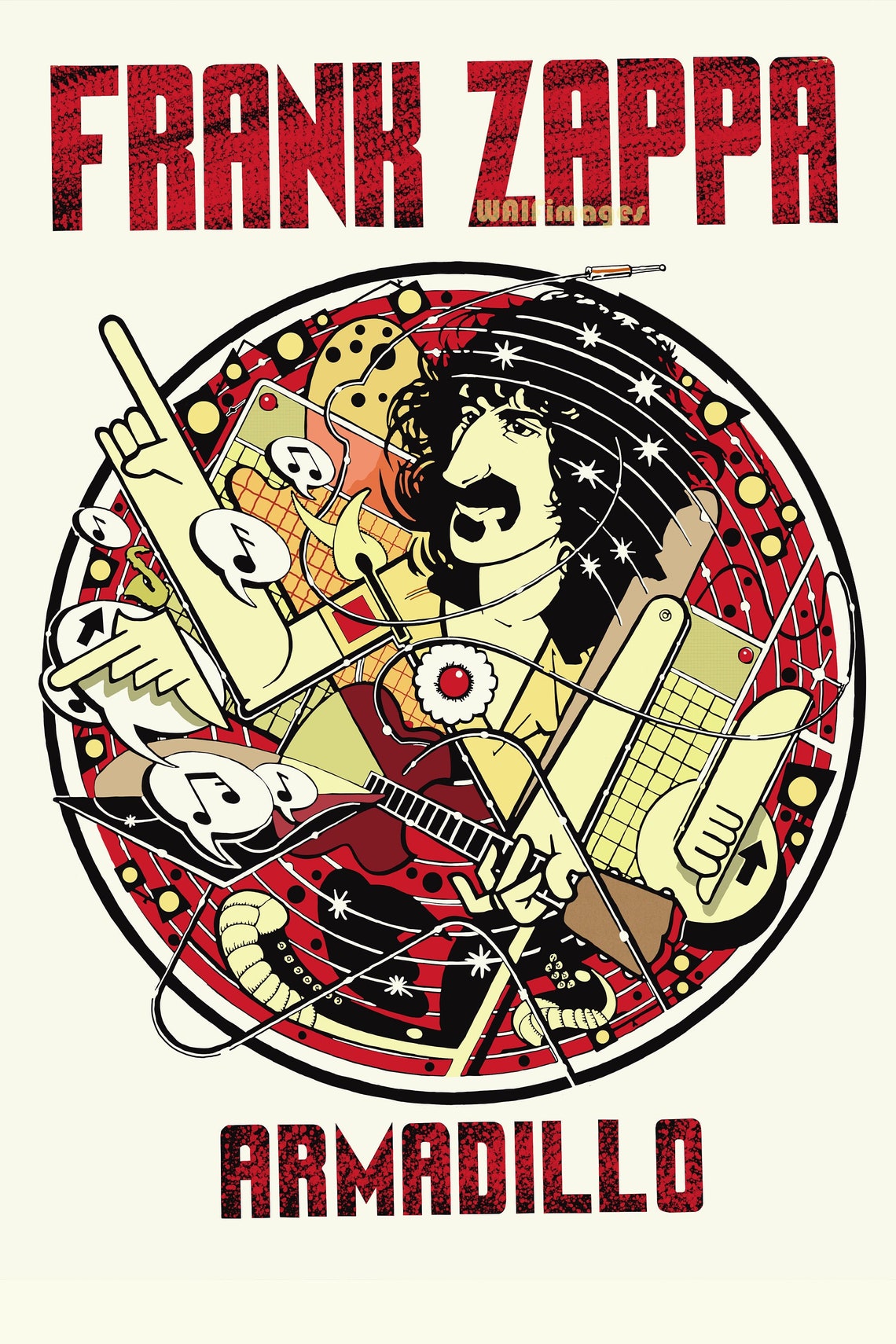 Frank Zappa Poster Circa 1977 - Derived From an Original Concert Poster ...