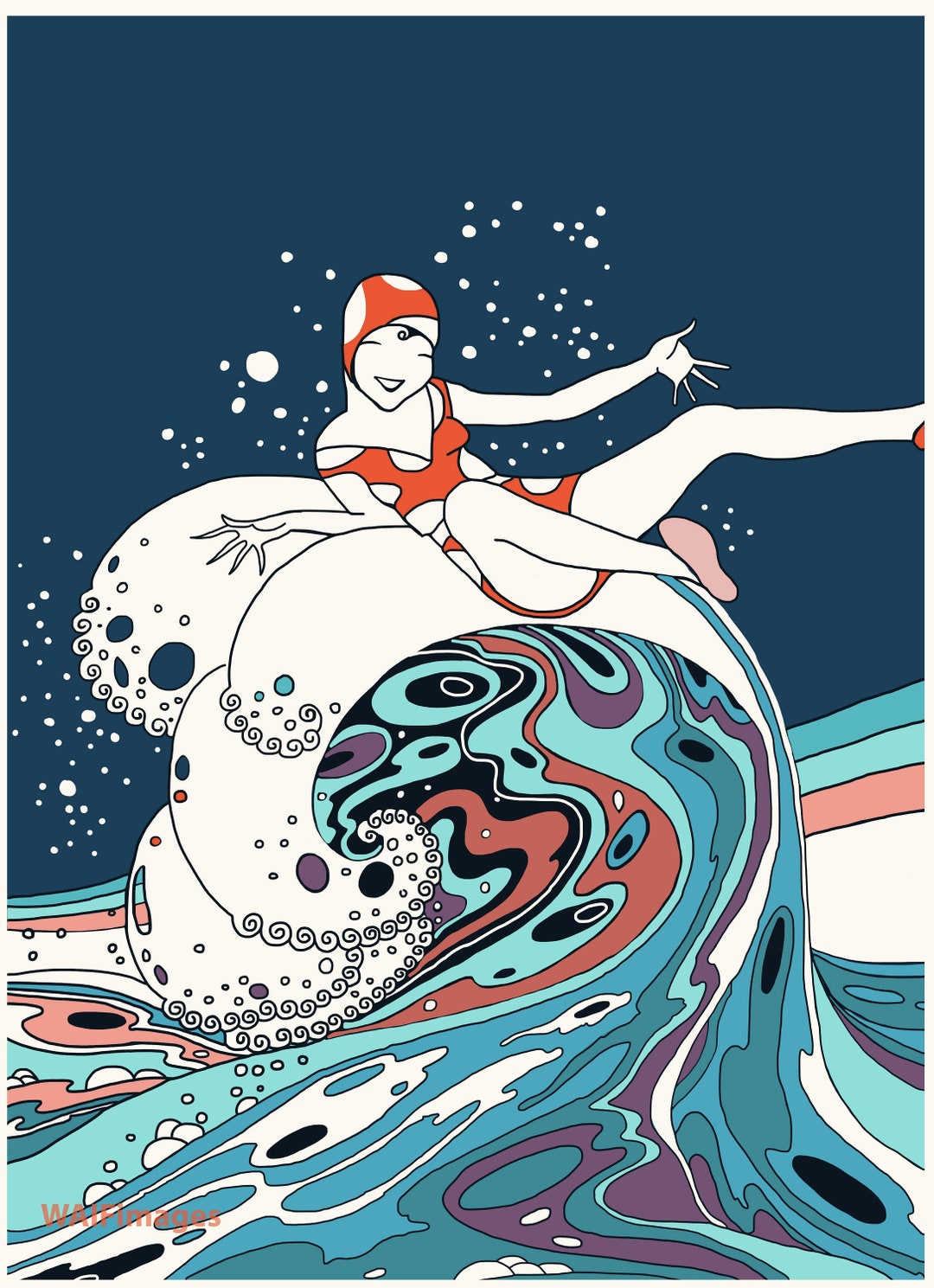 Riding the Wave - Derived From a 1928 Para Todos Magazine Cover From ...
