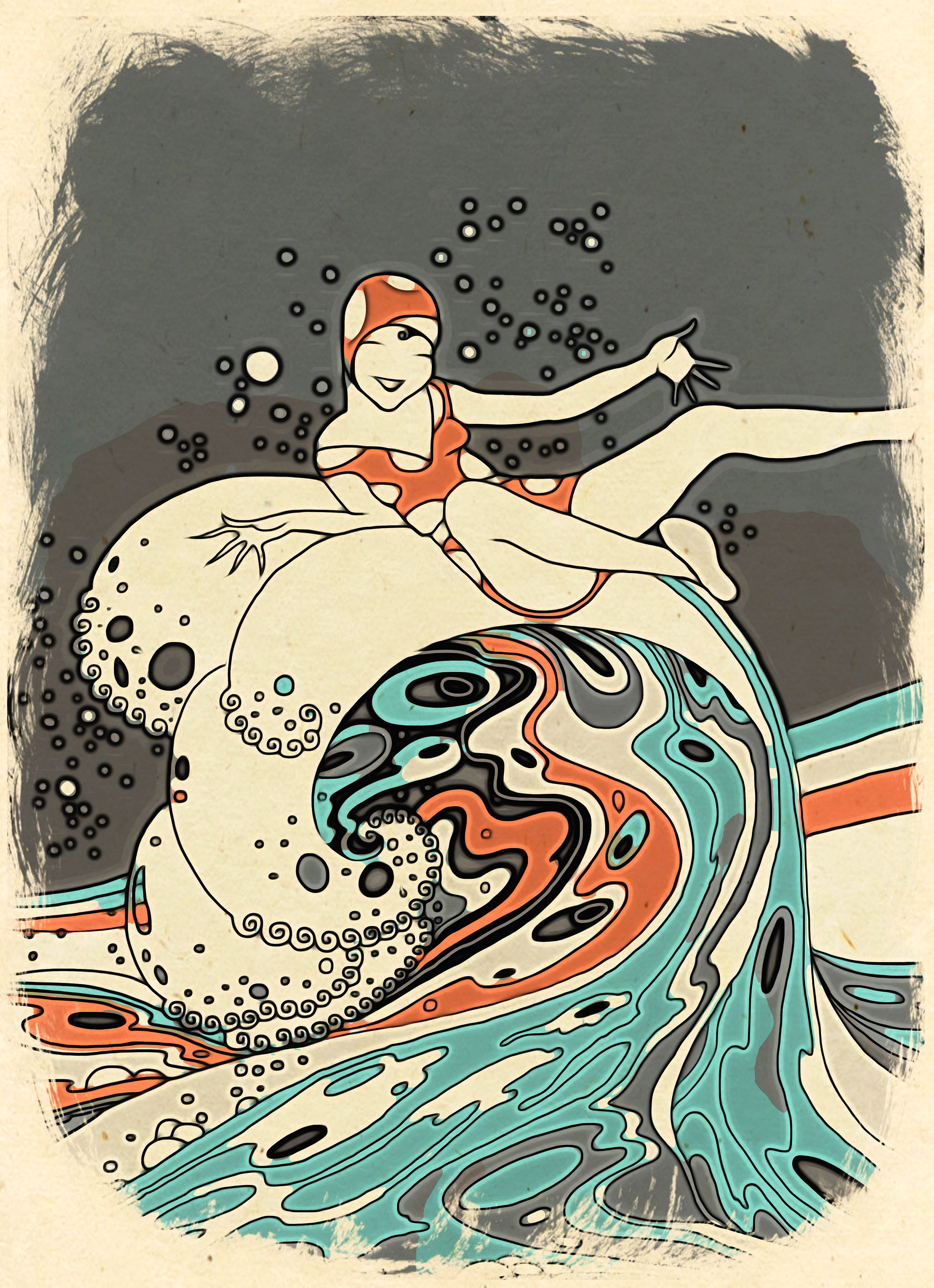 Riding the Wave - Derived From a 1928 Para Todos Magazine Cover From ...