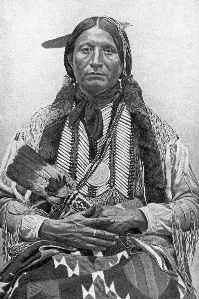 Kiowa Chief - Derived From a 1920s Colour Photograph This is a Powerful ...
