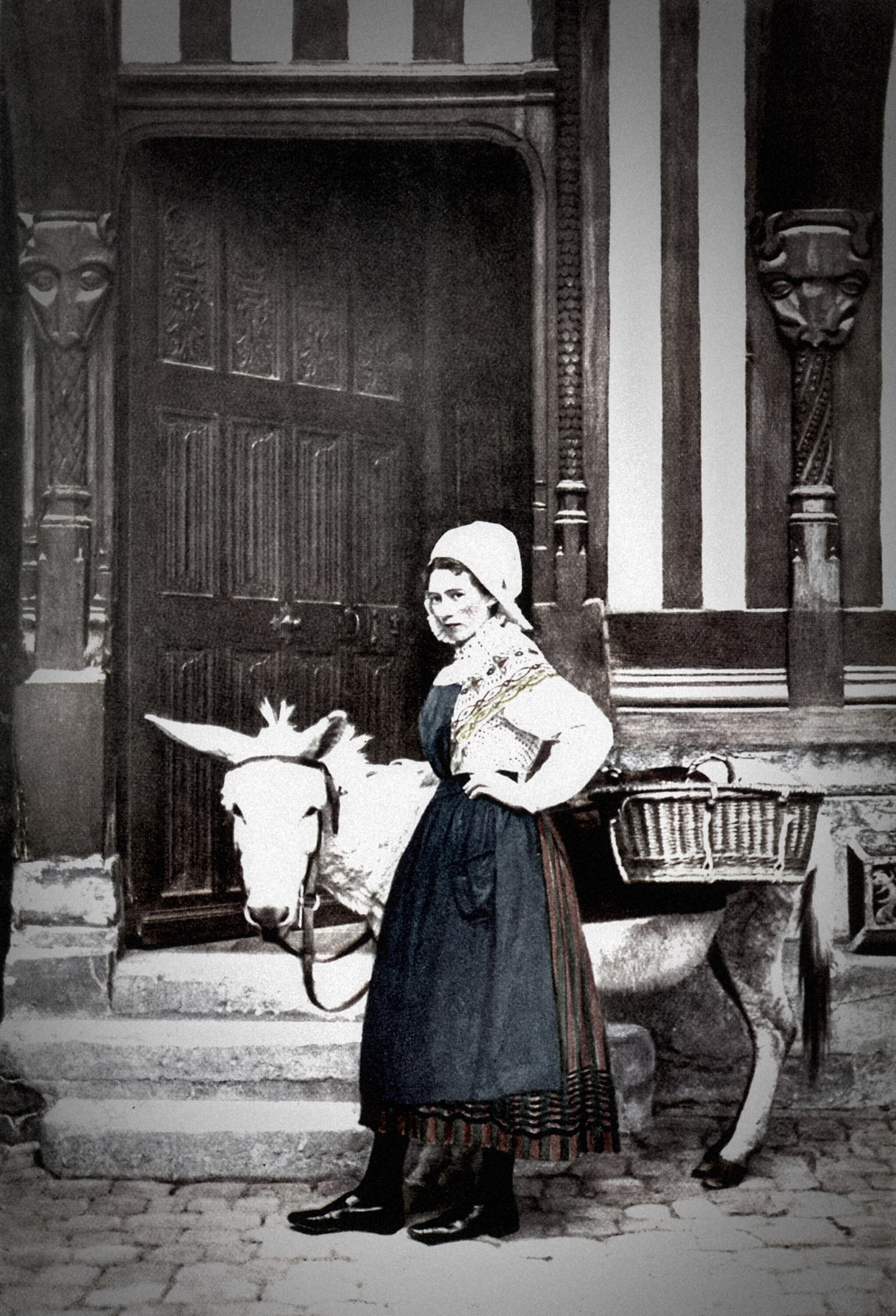 A Lady and Donkey Not to Be Messed With - a 1920s Coloured Photo From ...