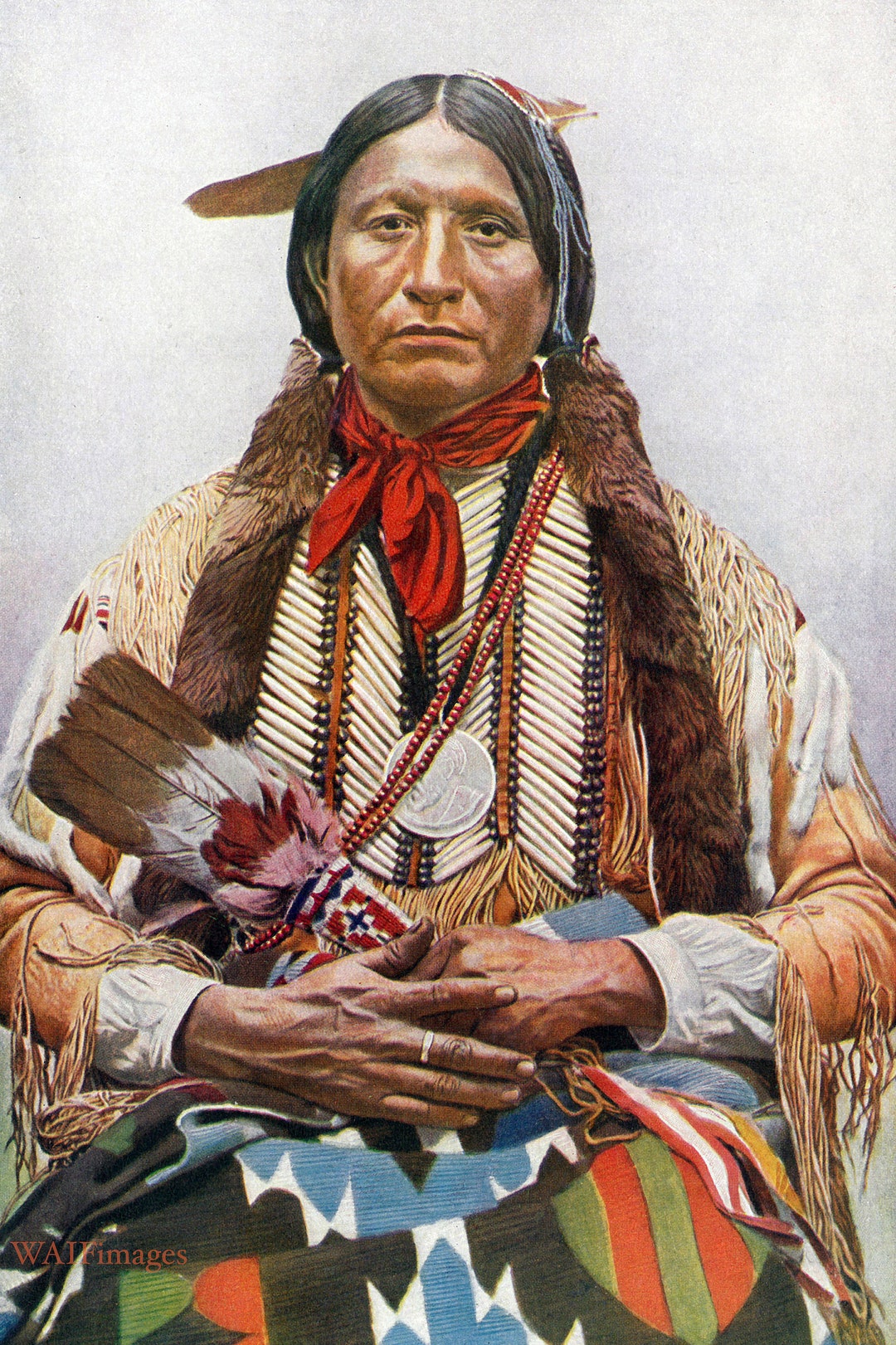 Kiowa Chief - Derived From a 1920s Colour Photograph This is a Powerful ...