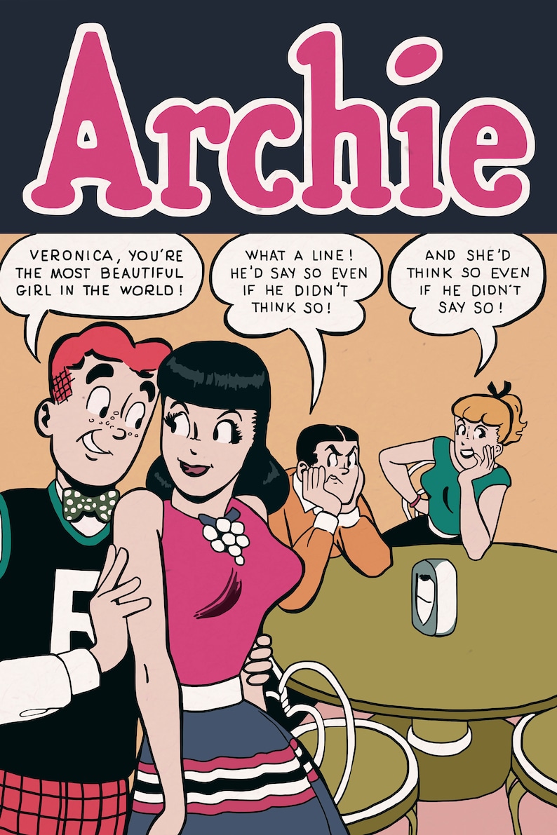 Archie and Veronica - Derived From a 1959 Archie Comic Cover, Colourful ...