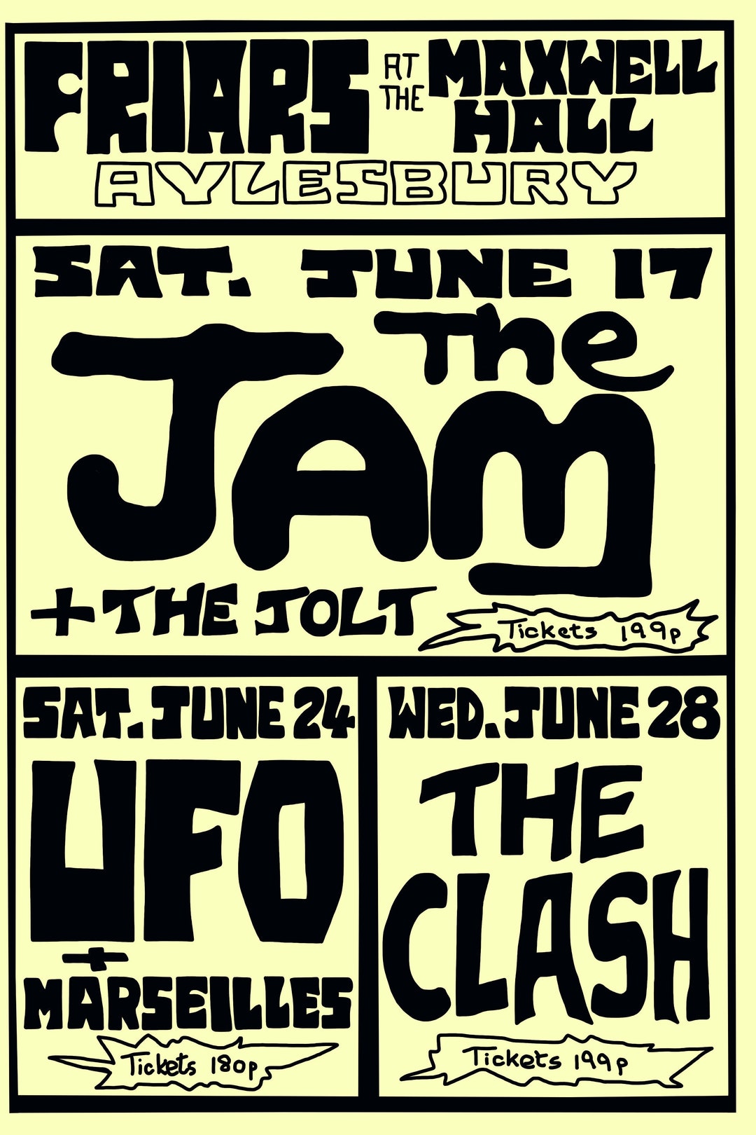 The Jam and the Clash Gig Poster - Derived From a Late 1970s Hand ...