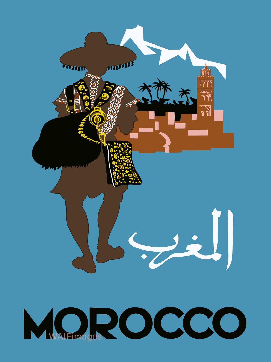 Morocco Travel Poster With a Very Mid Century Style Simple - Etsy