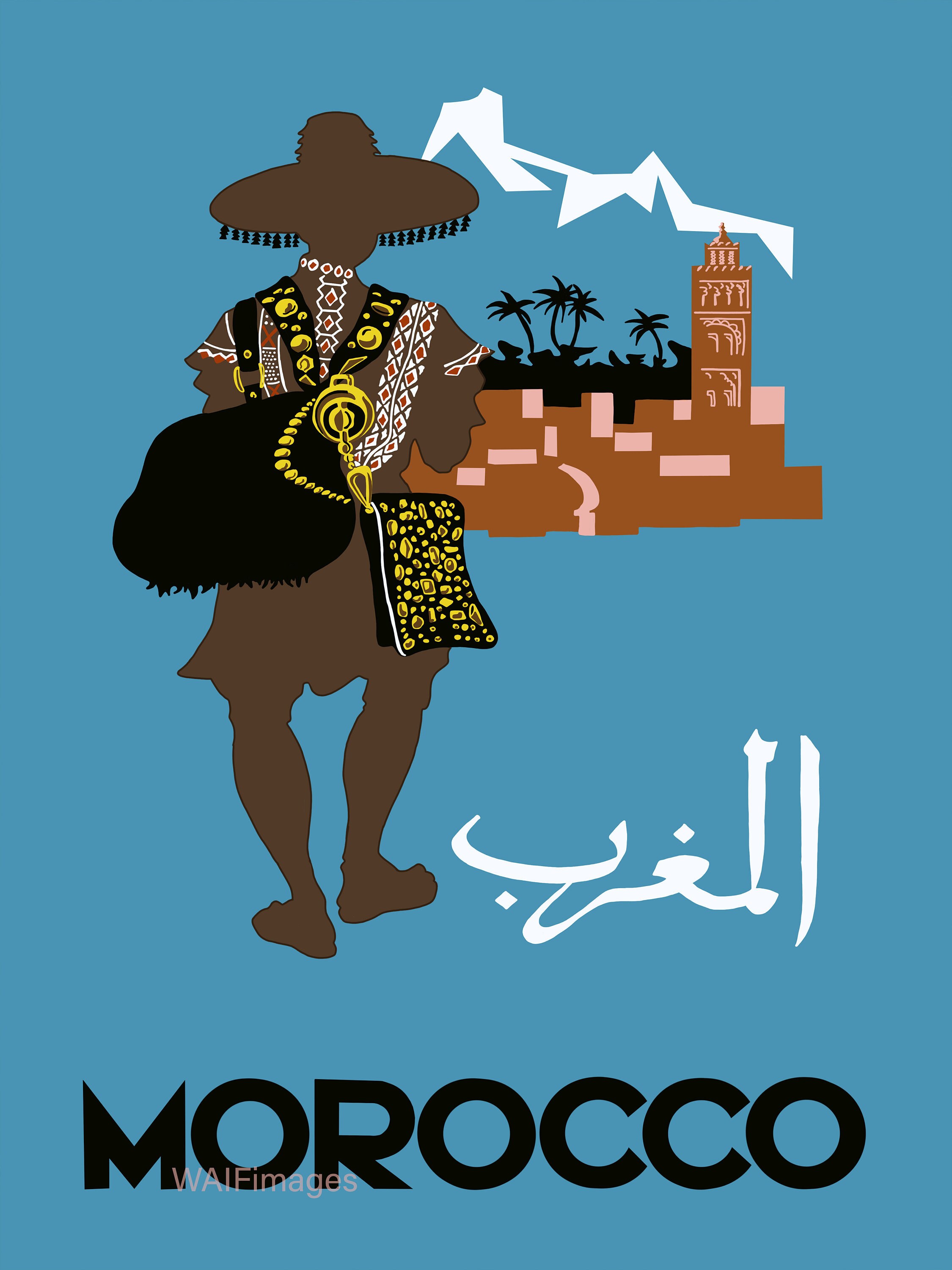 Morocco Travel Poster With a Very Mid Century Style Simple - Etsy