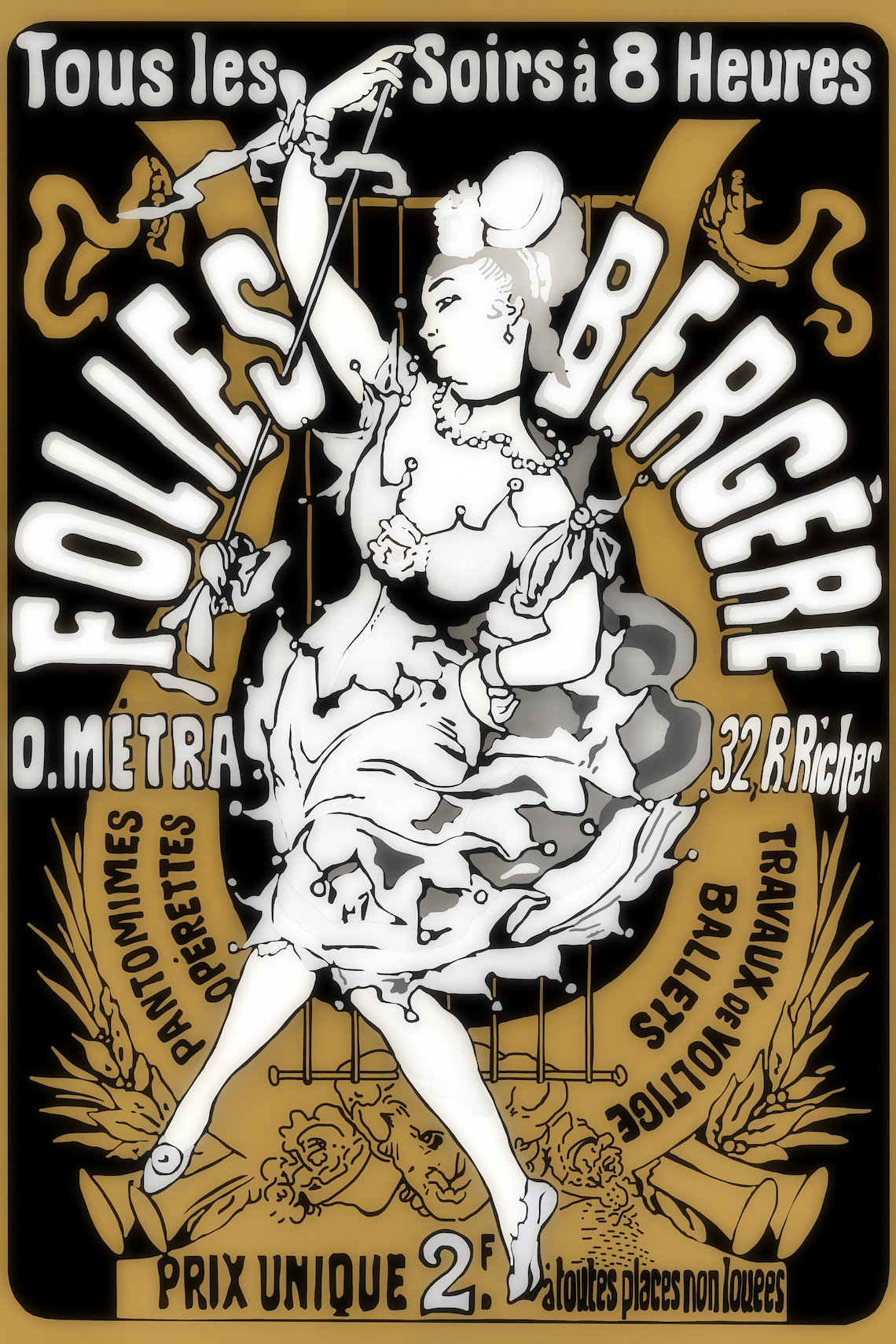 Folies Bergere Poster From 1876 - Derived From an Original Poster ...