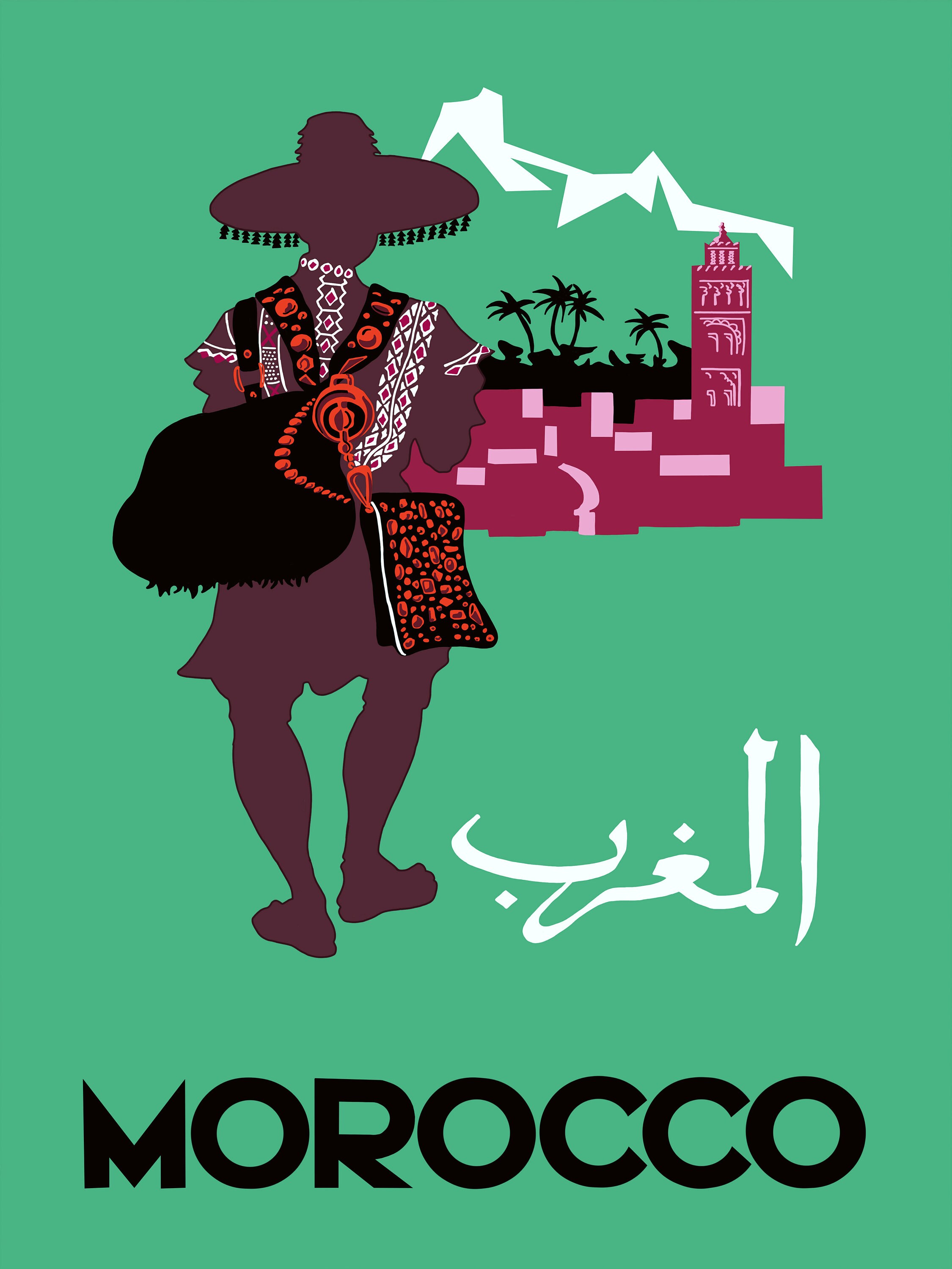 Morocco Travel Poster With a Very Mid Century Style Simple - Etsy