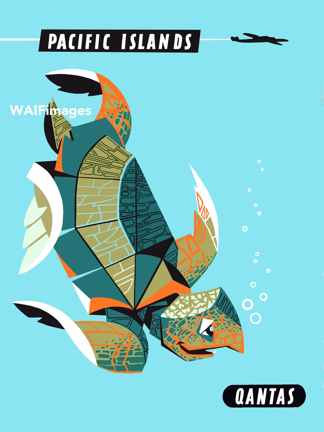 Vintage Pacific Island Travel Poster for Qantas Circa 1960s - a Great ...