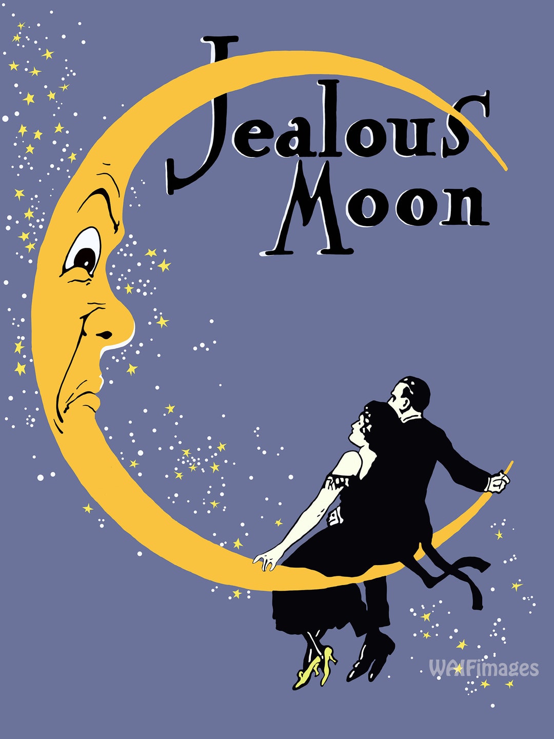 A Jealous Moon - Poster Image Derived From a 1920s Sheet Music Cover ...
