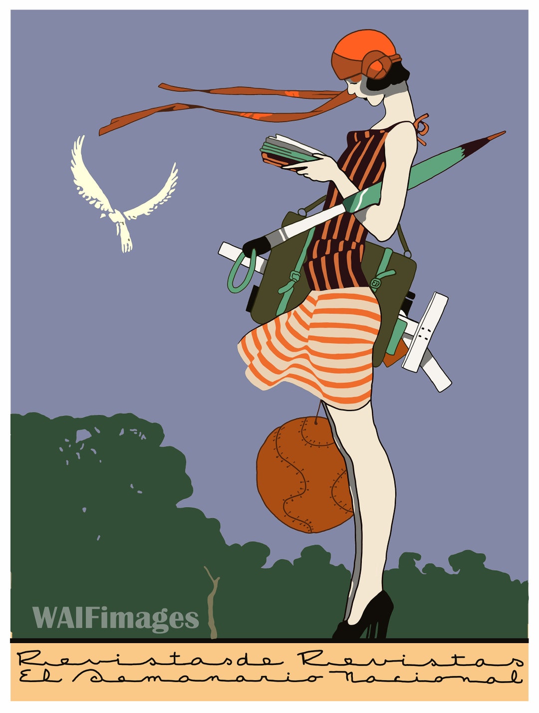 Windy Day Girl - a Whimsical 1920s Image Derived From a Magazine Cover ...