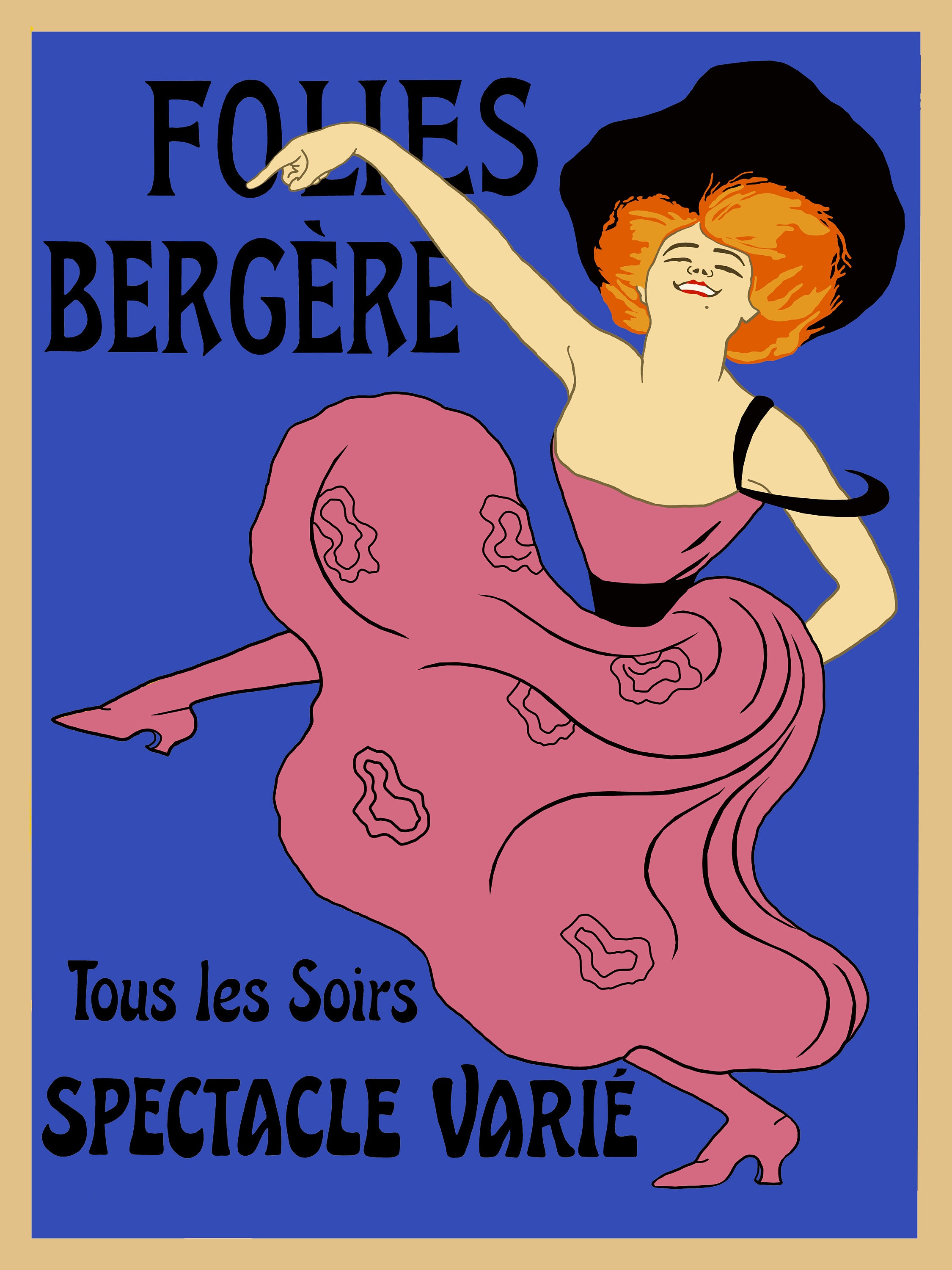 Folies Bergere Poster Circa 1900 - the Joy of the Dance Just Doesn't ...
