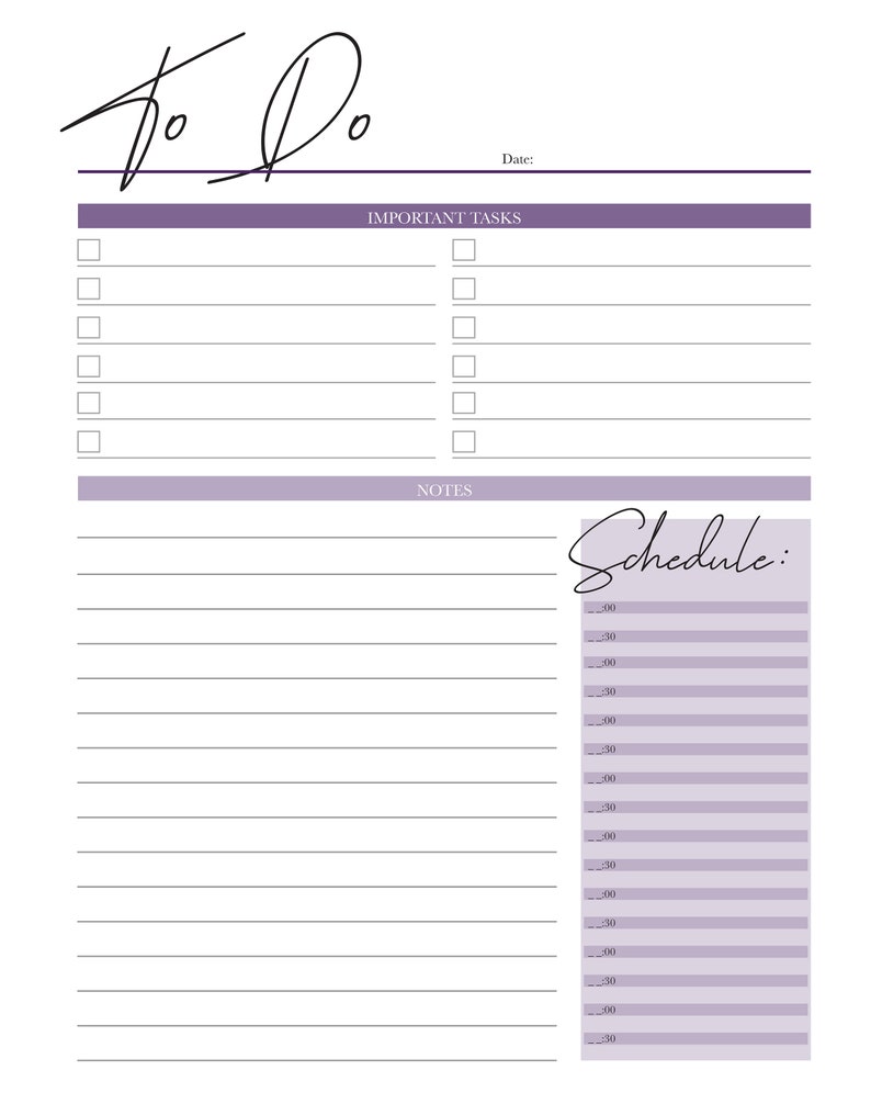 To Do List: Printable, Simple Tasks List Template, Scheduling ...