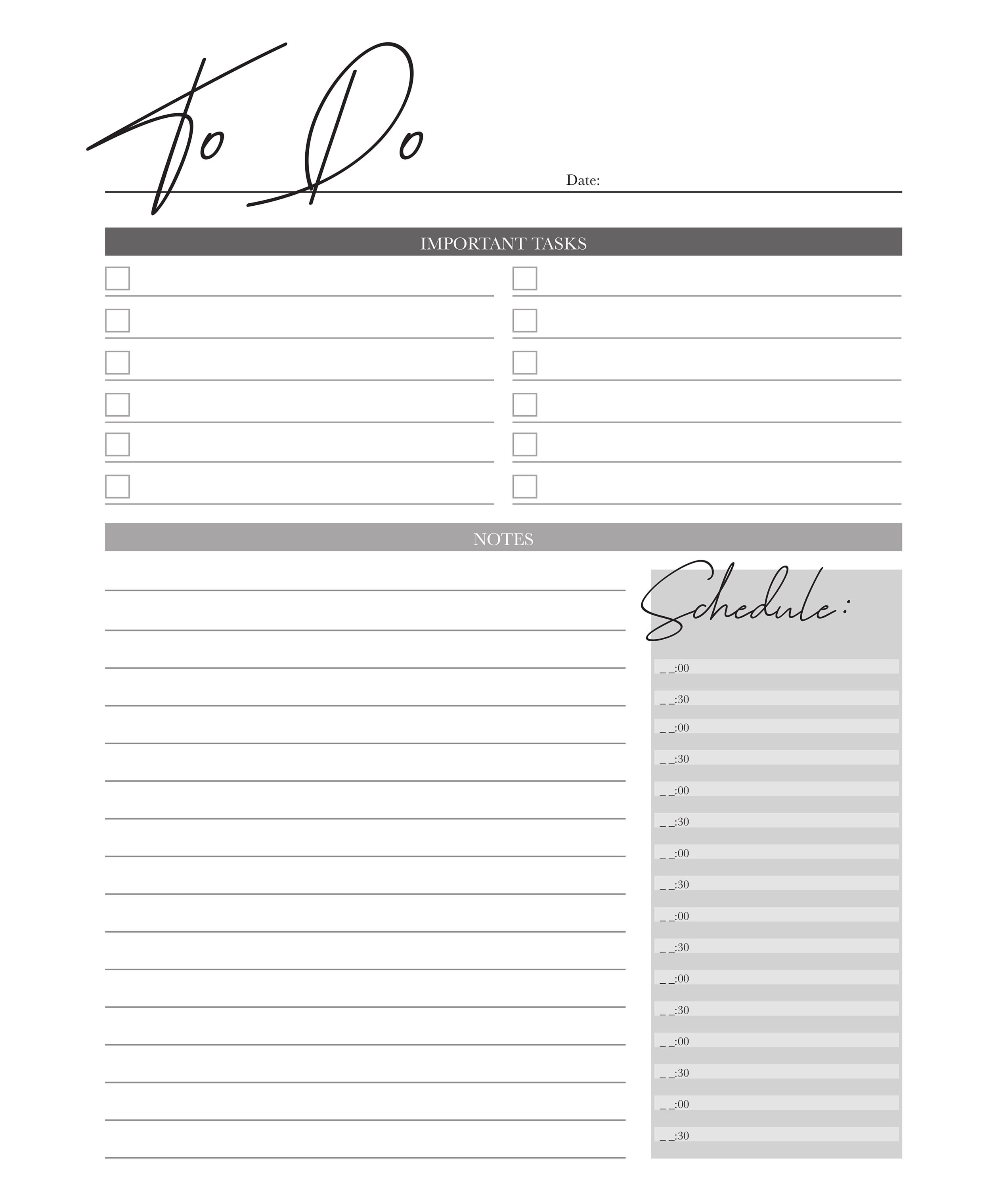 To Do List: Printable, Simple Tasks List Template, Scheduling ...