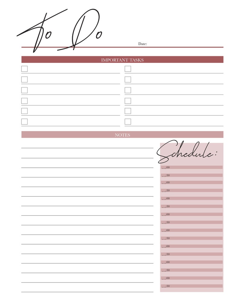 To Do List: Printable, Simple Tasks List Template, Scheduling ...