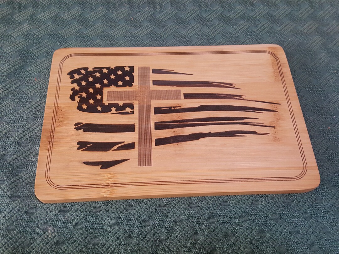 Christian Cross in Distressed Flag Plaque, Trivet, or Serving Board ...