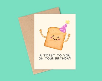 Funny Toast Birthday Card - Etsy