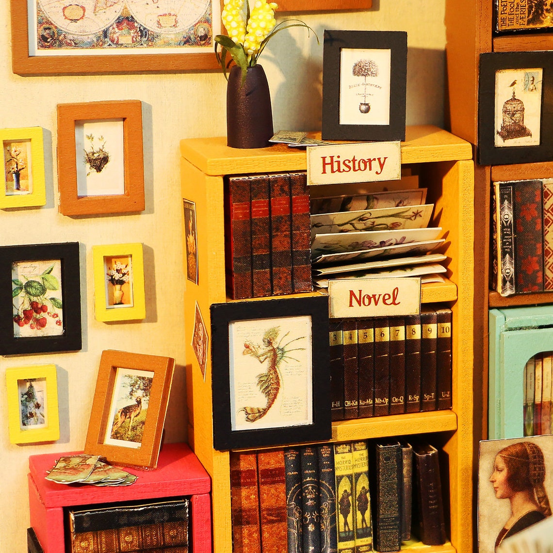 Build Your Own Library, Doll House DIY Kit, Model Set, Miniature ...