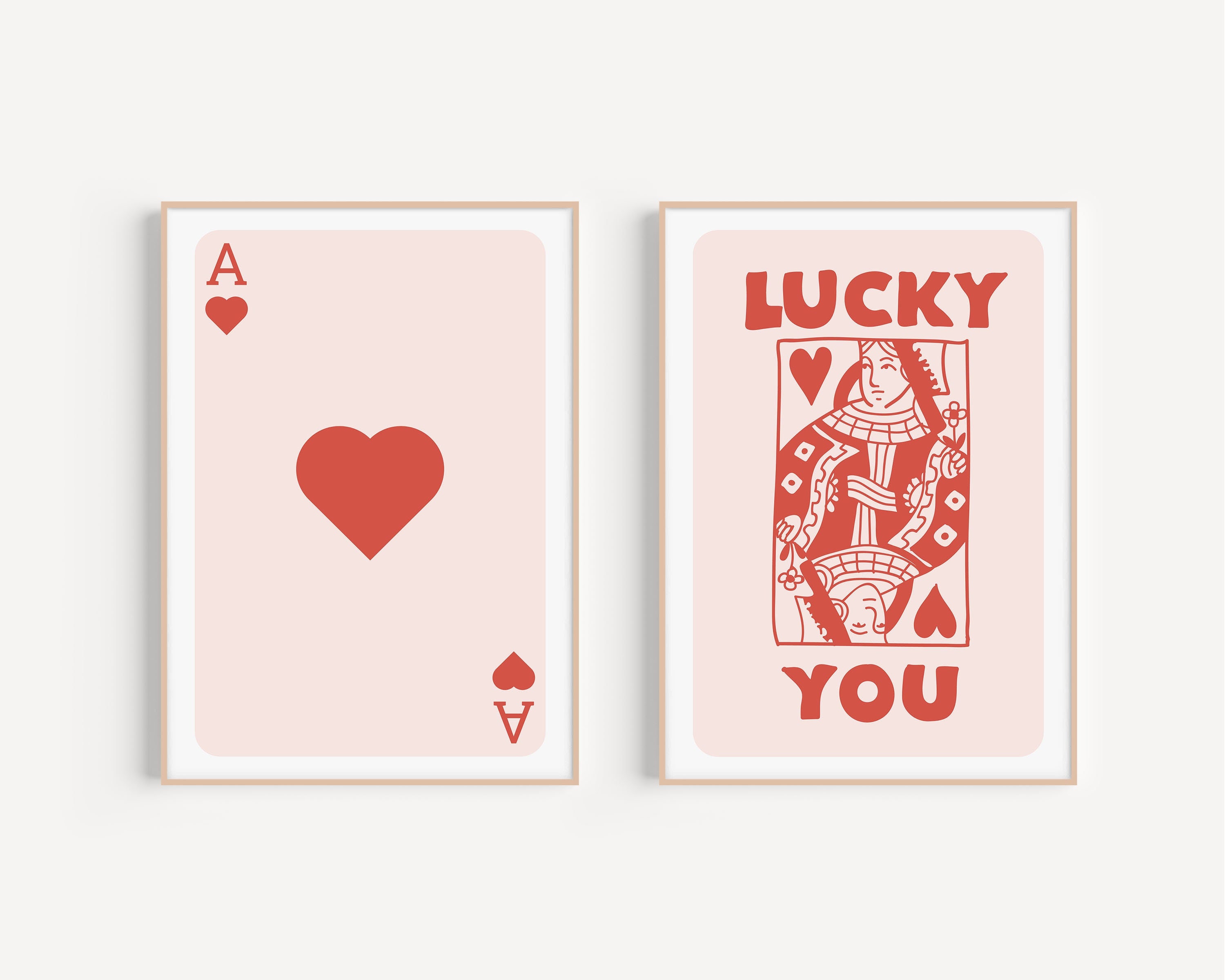 Set of 2 Trendy Playing Card Prints, Retro Aesthetic Prints, Pink, Navy ...