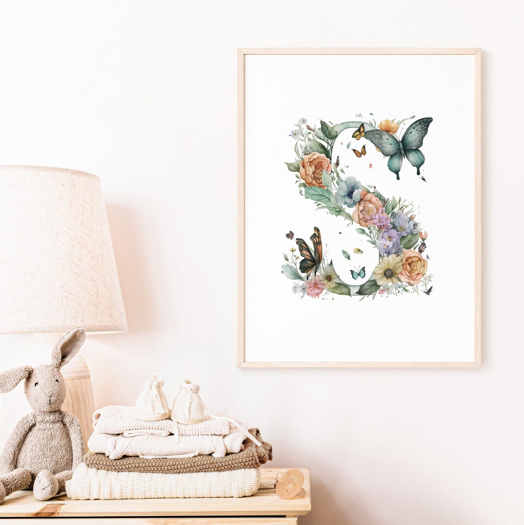 Custom Floral Initial Print, Custom Floral Prints, Custom Initials ...