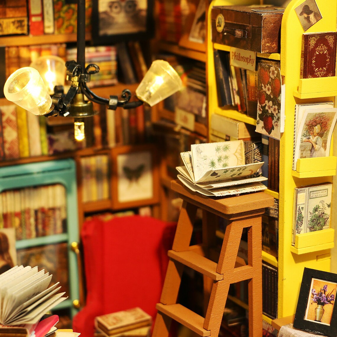 Build Your Own Library, Doll House DIY Kit, Model Set, Miniature ...