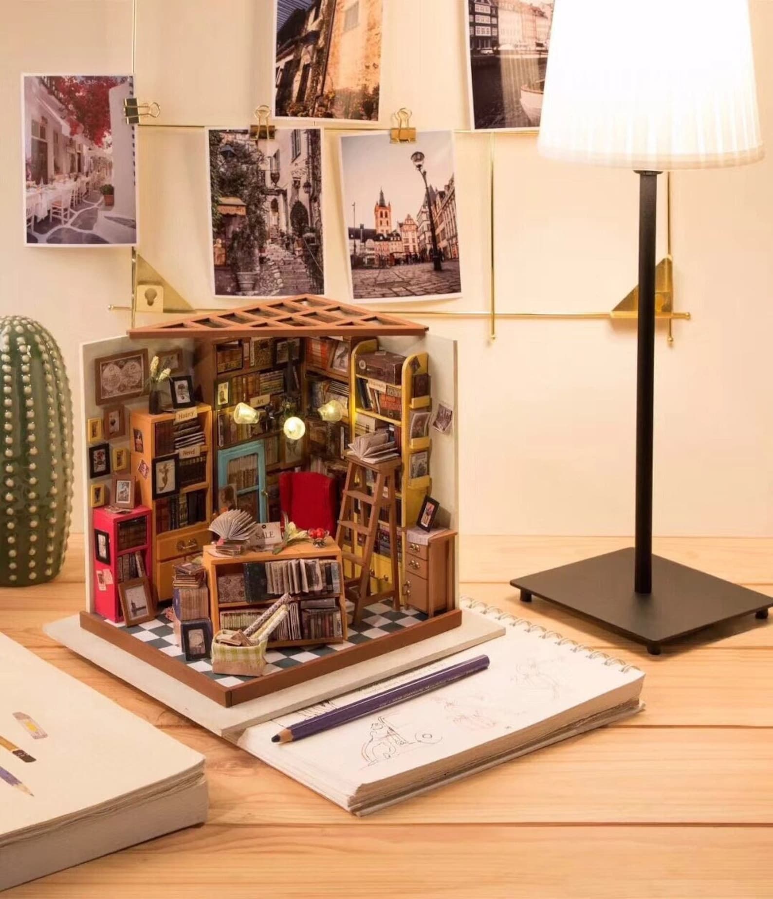 Build Your Own Library, Doll House DIY Kit, Model Set, Miniature ...