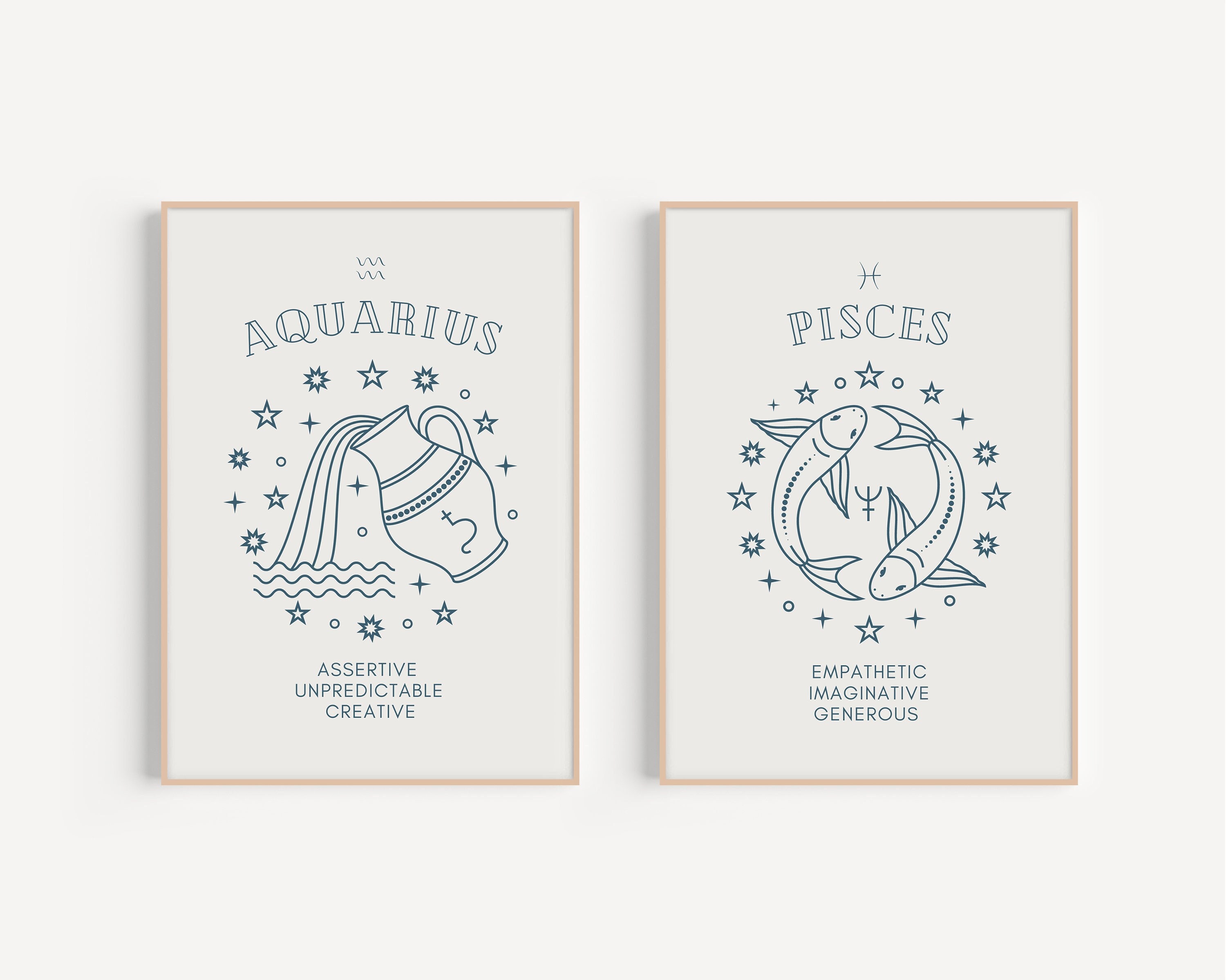 7x5/a4 Zodiac Art Prints, Star Signs Wall Art, Zodiac Prints, Aesthetic ...