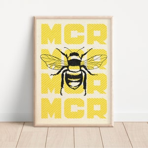 Manchester Print, Manchester Bee, Manchester Art Print, Manchester ...