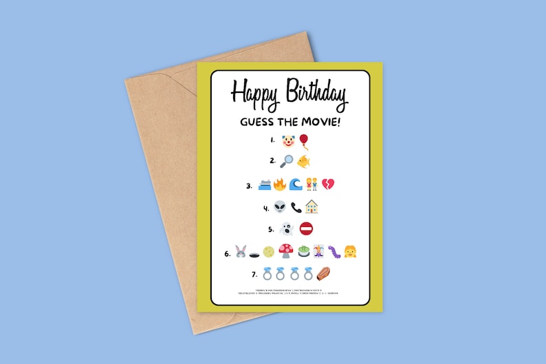 Unique Birthday Card for Movie Fan, Guess the Movie Birthday Card ...