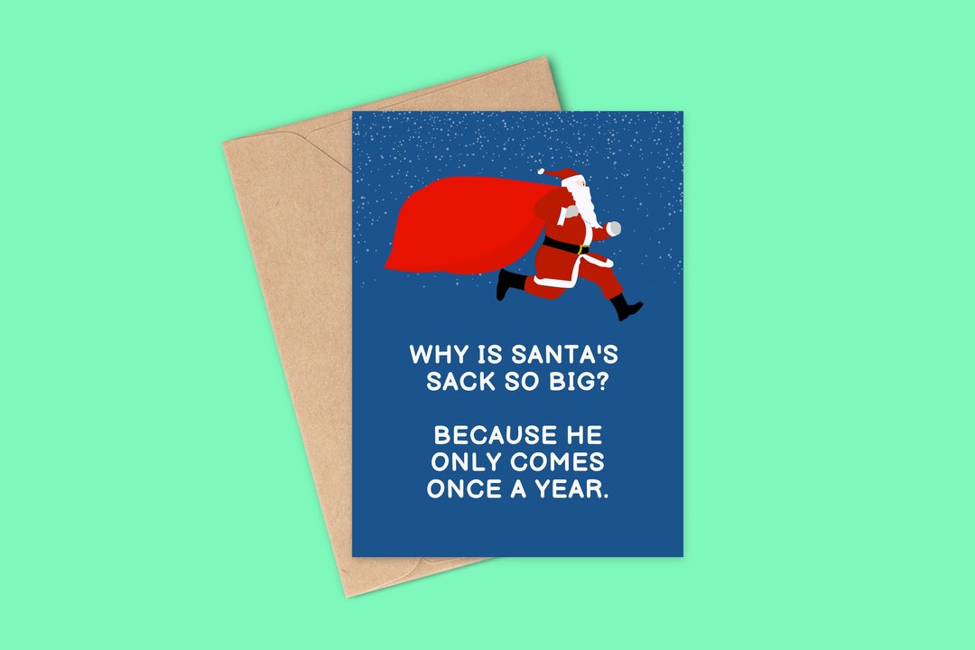 Funny Christmas Card, Santa's Sack Card, Funny Card, Christmas Card ...