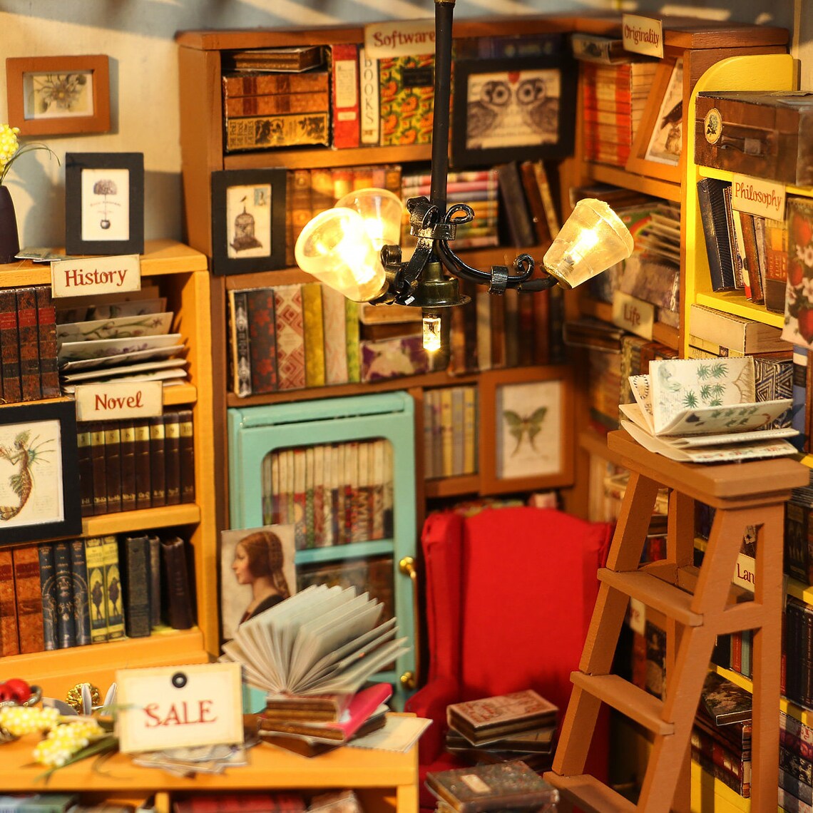 Build Your Own Library, Doll House DIY Kit, Model Set, Miniature ...