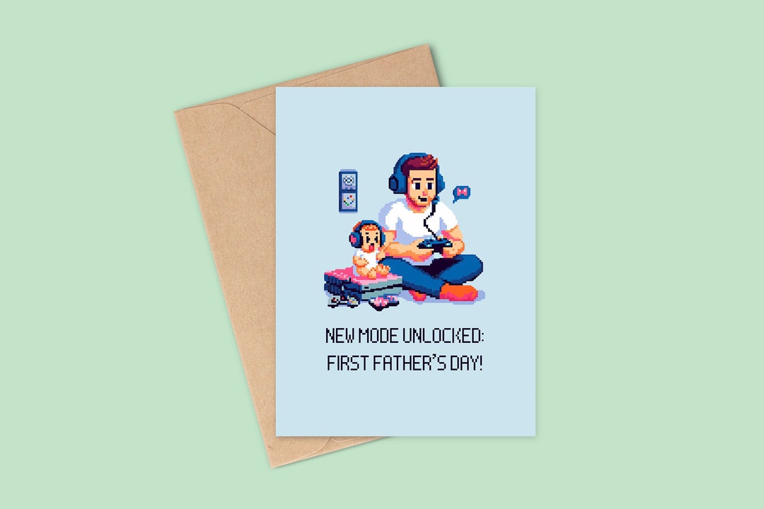 First Father's Day Card, Cute Gaming Card for Dad, New Mode Unlocked ...