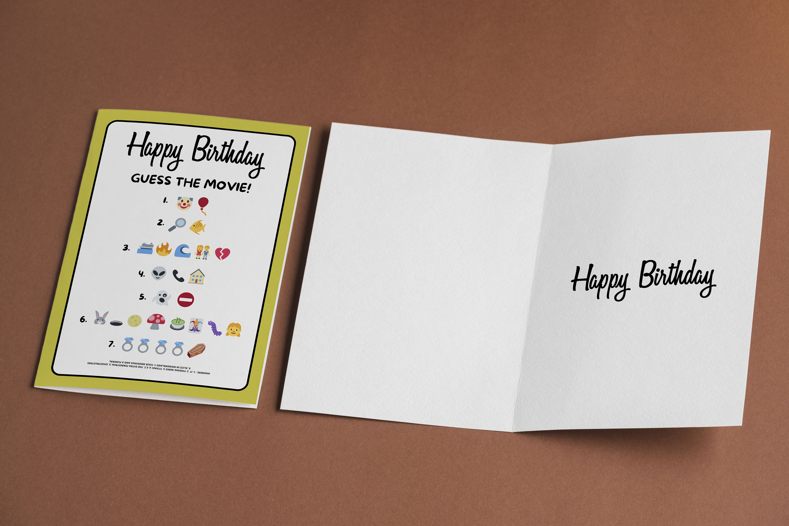 Unique Birthday Card for Movie Fan, Guess the Movie Birthday Card ...