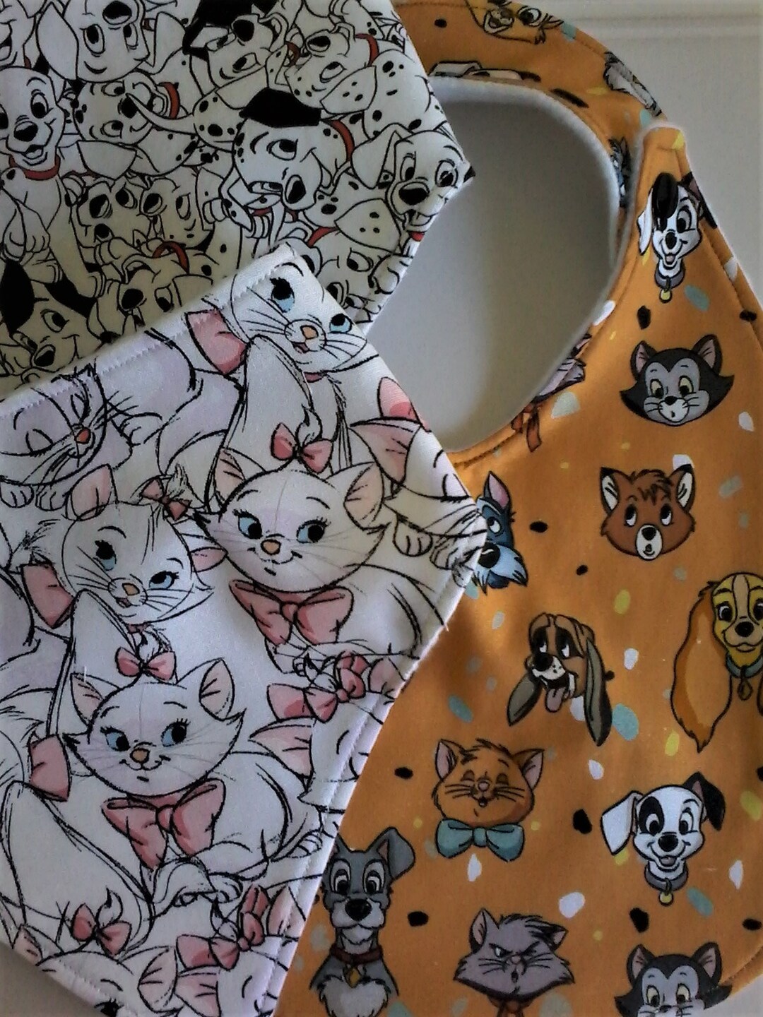 Disney Cats and Disney Dogs Fabric Dribble Toddler Child Baby Bibs ...