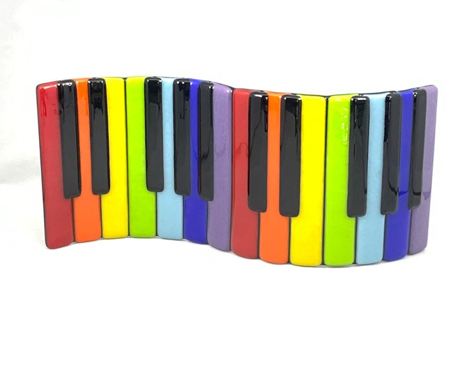 Rainbow Fused Glass Piano Keyboard, Large Piano, Fused Glass Rainbow ...