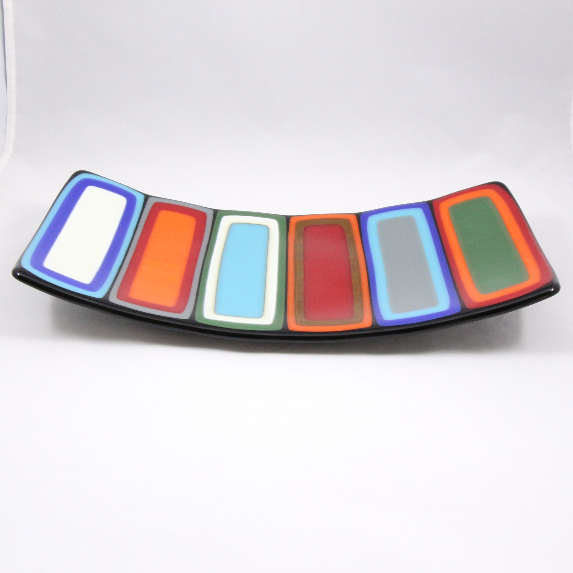 Colorful Layered Rectangles Platter Fused Glass Plate - Etsy UK