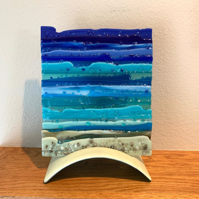 Fused Glass Ocean & Beach Display Glass Seascape Water - Etsy