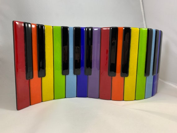 Rainbow Fused Glass Piano Keyboard Large Piano Fused Glass | Etsy