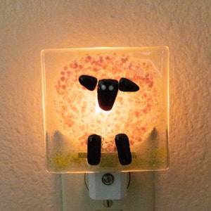 Lamb Night Light Fused Glass Nightlights Decor for Children | Etsy