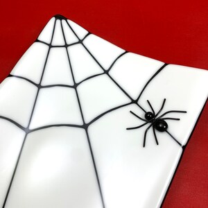 Fused Glass Spider Web Platter, Halloween Decor, Glass Spider Plate ...