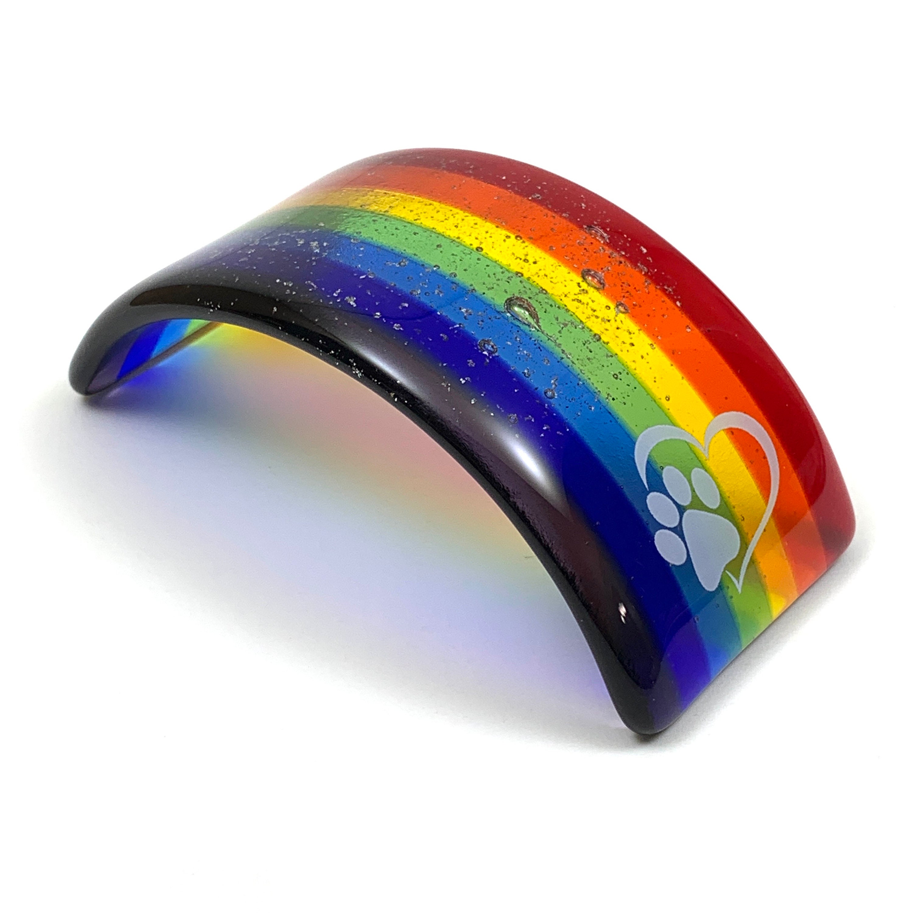 Custom CREMAINS Fused Glass Rainbow Bridge, Small Memorial Rainbow ...