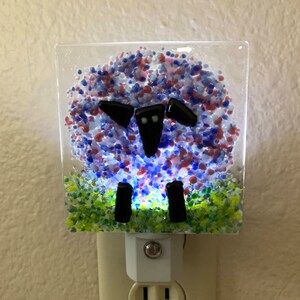 Lamb Night Light, Fused Glass Nightlights, Decor for Children, Animal ...