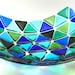Seaside Triangles Fused Glass Plate, Blue, Green Fused Glass Art Bowl ...