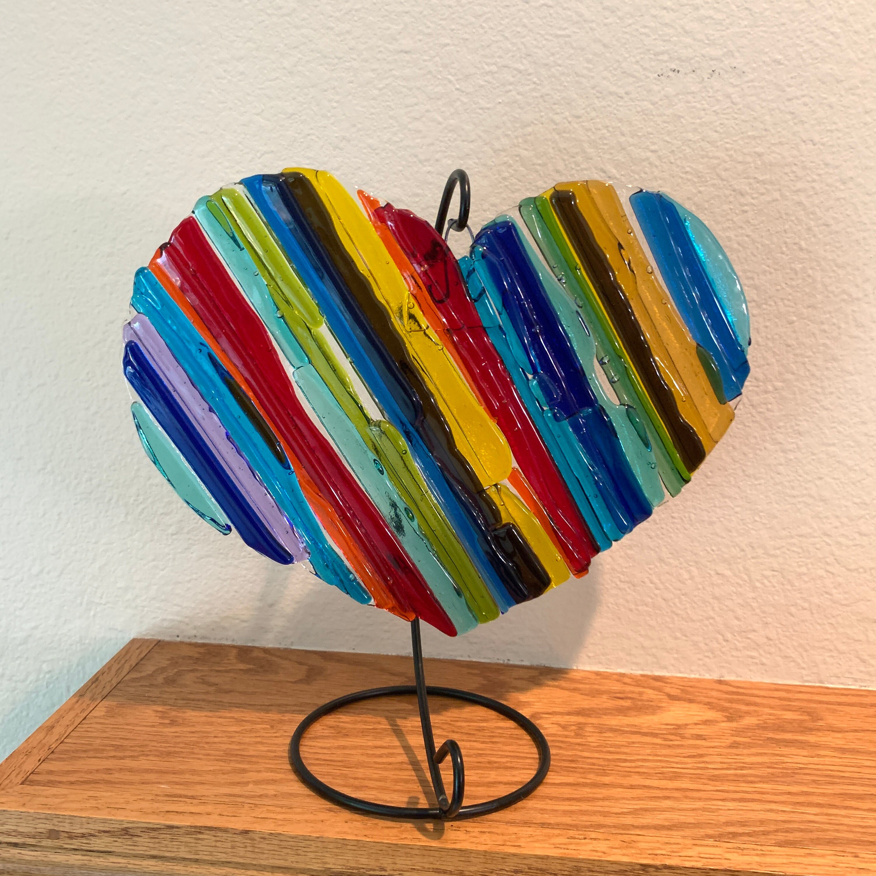 Fused Glass Heart Heart Wall Art Layered Glass Heart Heart - Etsy UK